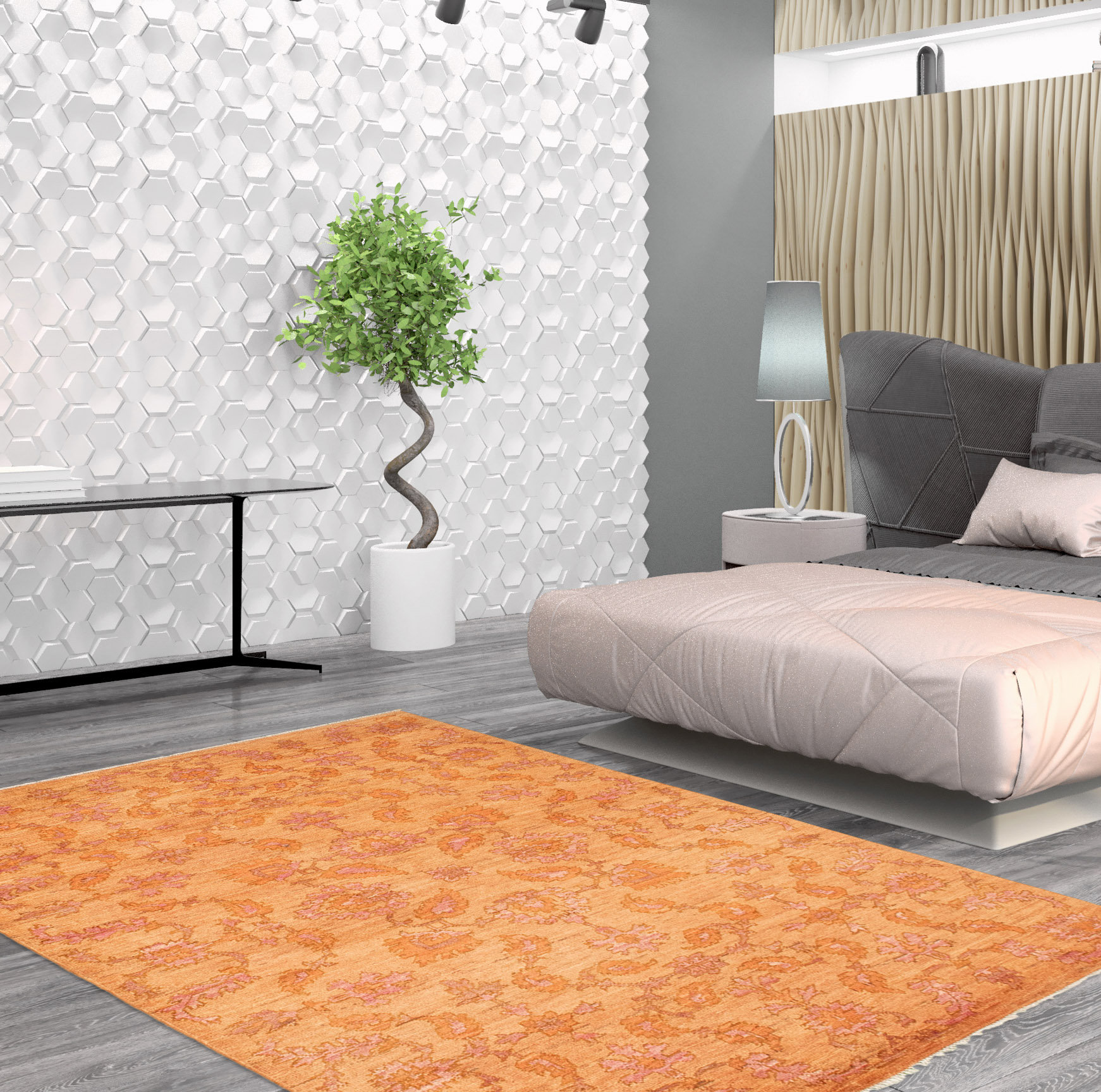 ECARPETGALLERY Hand-Knotted 18/20 Pak Finest Oushak Beige, Copper Wool ...