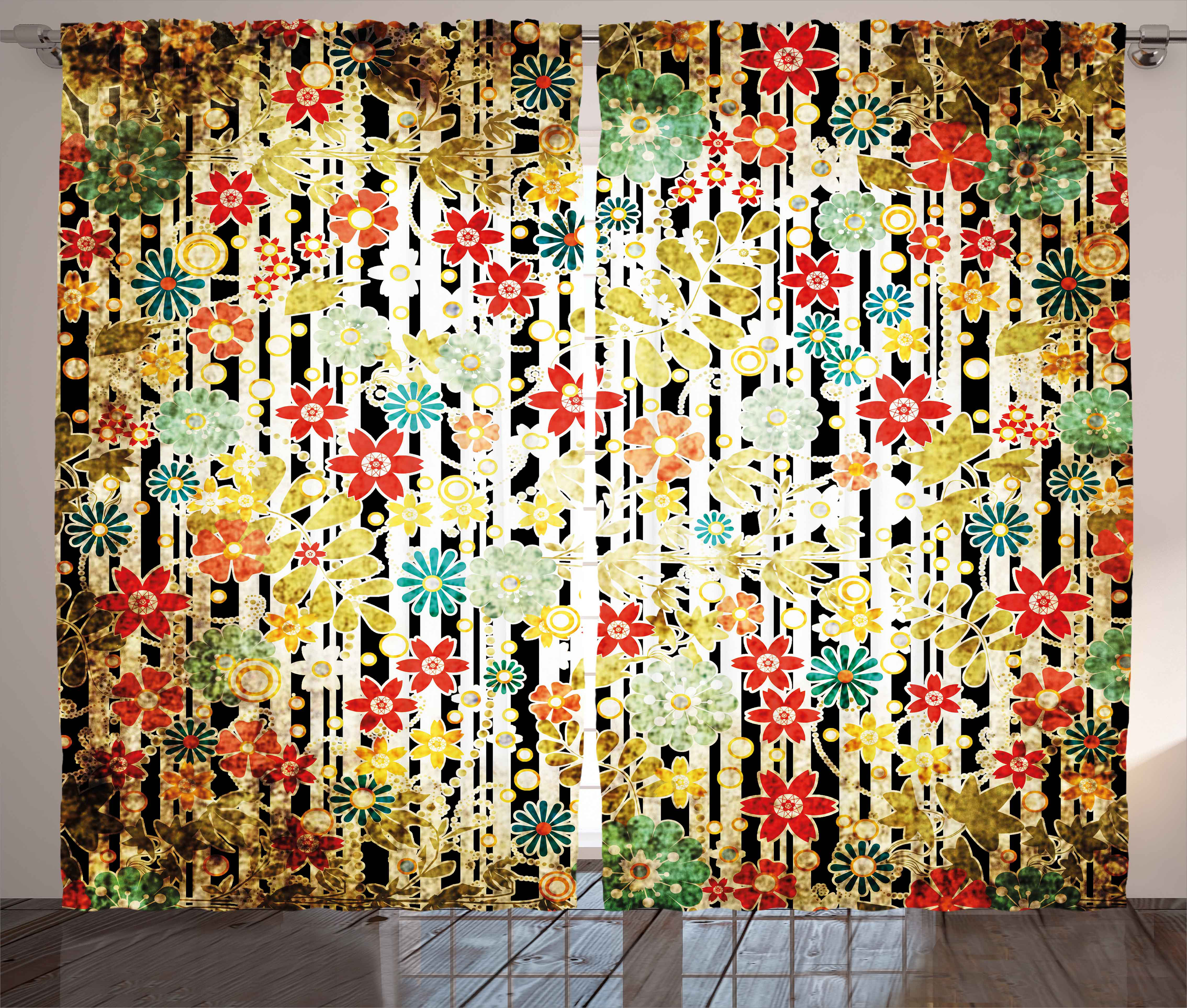 Wildon Home® Aprile Nature/Floral Graphic Print and Text Semi-Sheer Rod ...