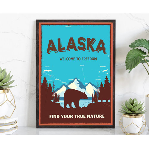 Trinx Alaska Retro Style State Travel Poster, Vintage Unframed Print ...