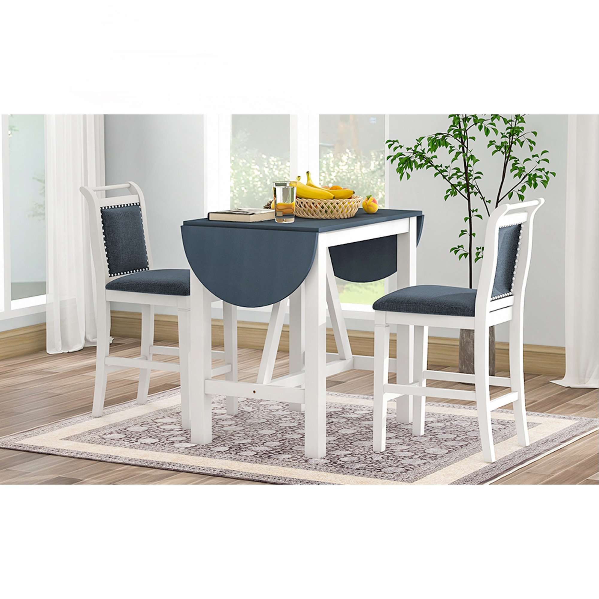 Ophelia & Co. 3-Piece Wood Counter Height Drop Leaf Dining Table Set ...