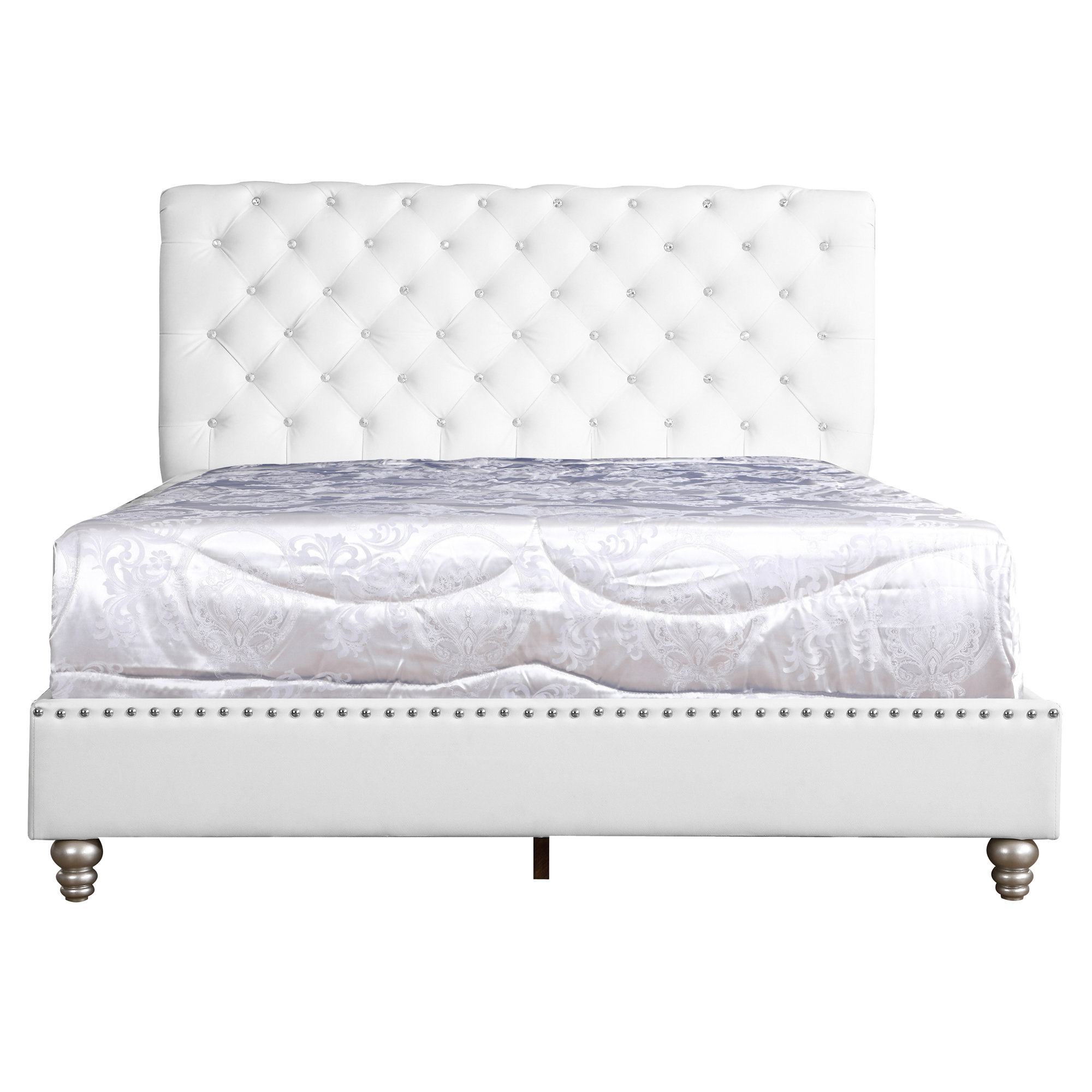 Everly Quinn Stylish Gray Transitional King Bed Design | Wayfair