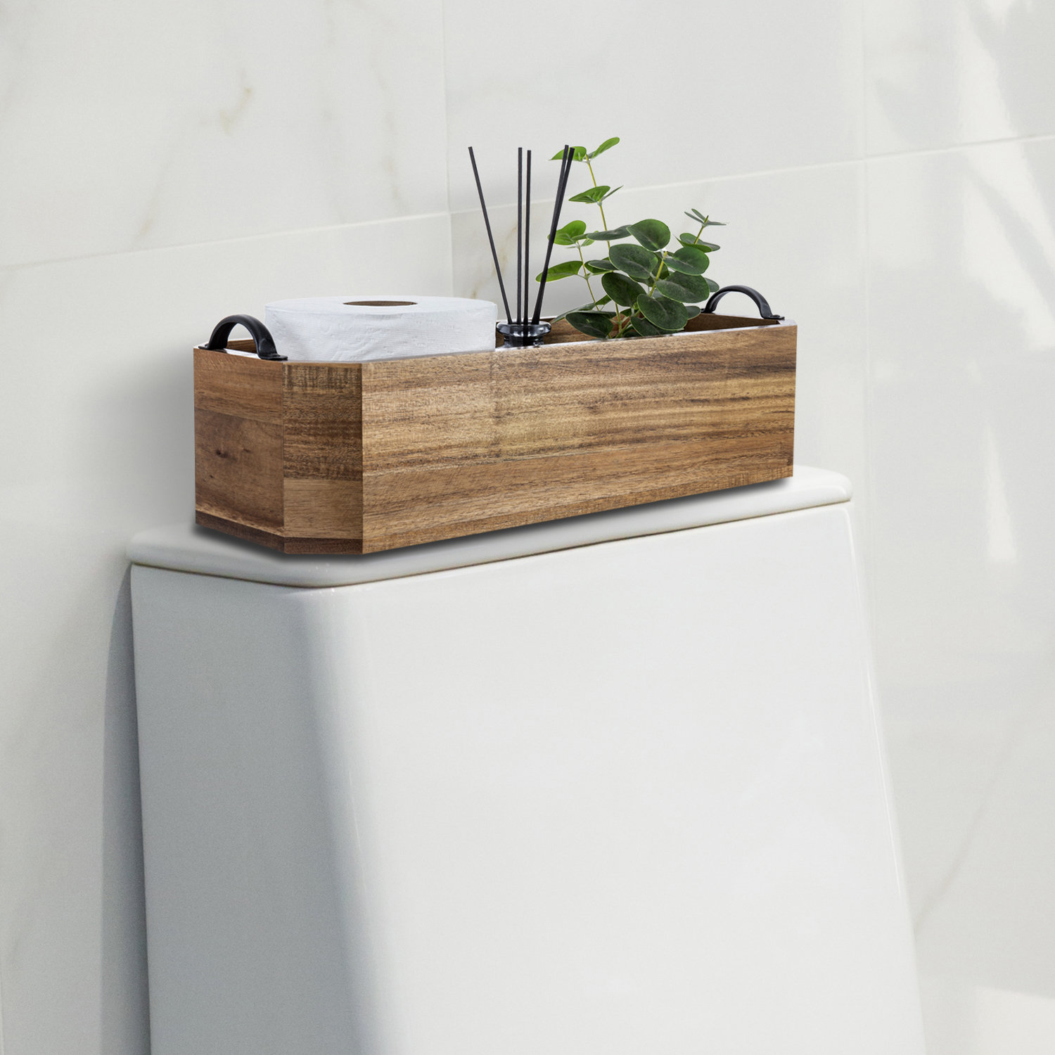 Millwood Pines Countertop Bathroom Decorative Toilet Tank Basket Tray ...