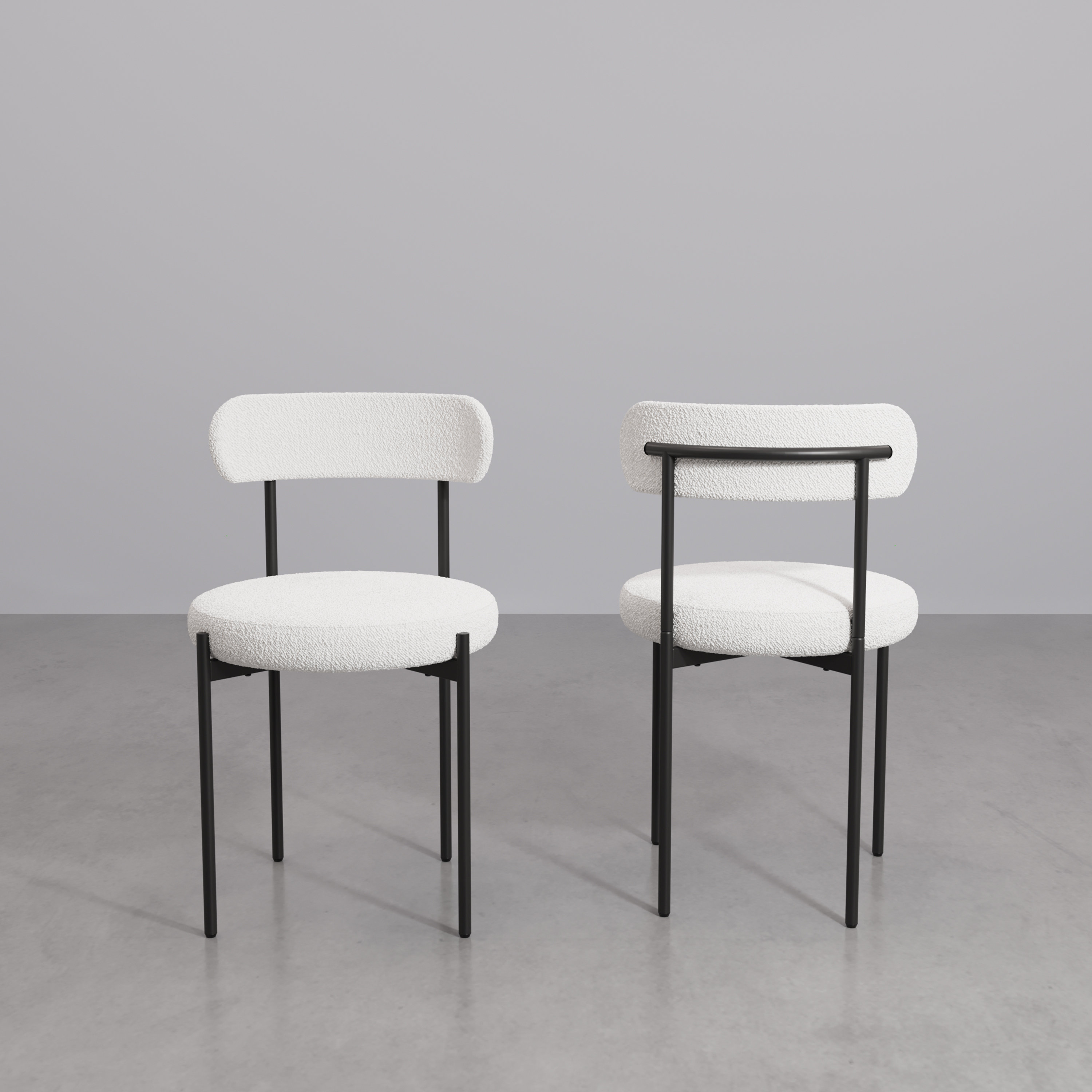 Orren Ellis Modern White Boucle Side Dining Chairs Set of 2 and Set of ...