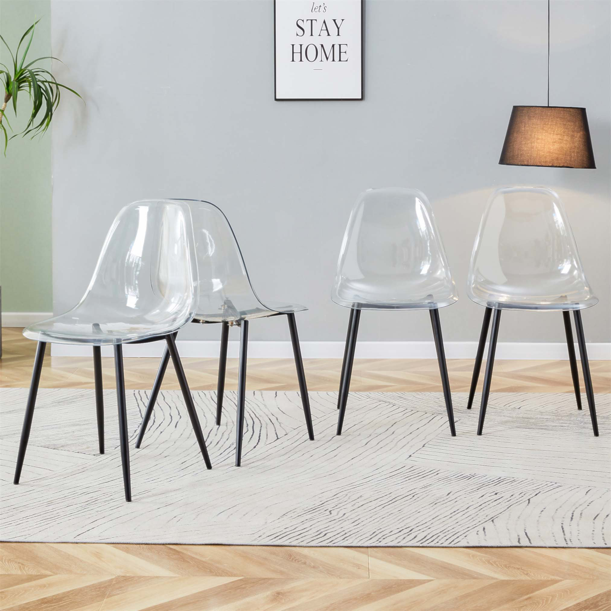 Corrigan Studio® Modern Minimalist Transparent Dining Chair, Armless ...