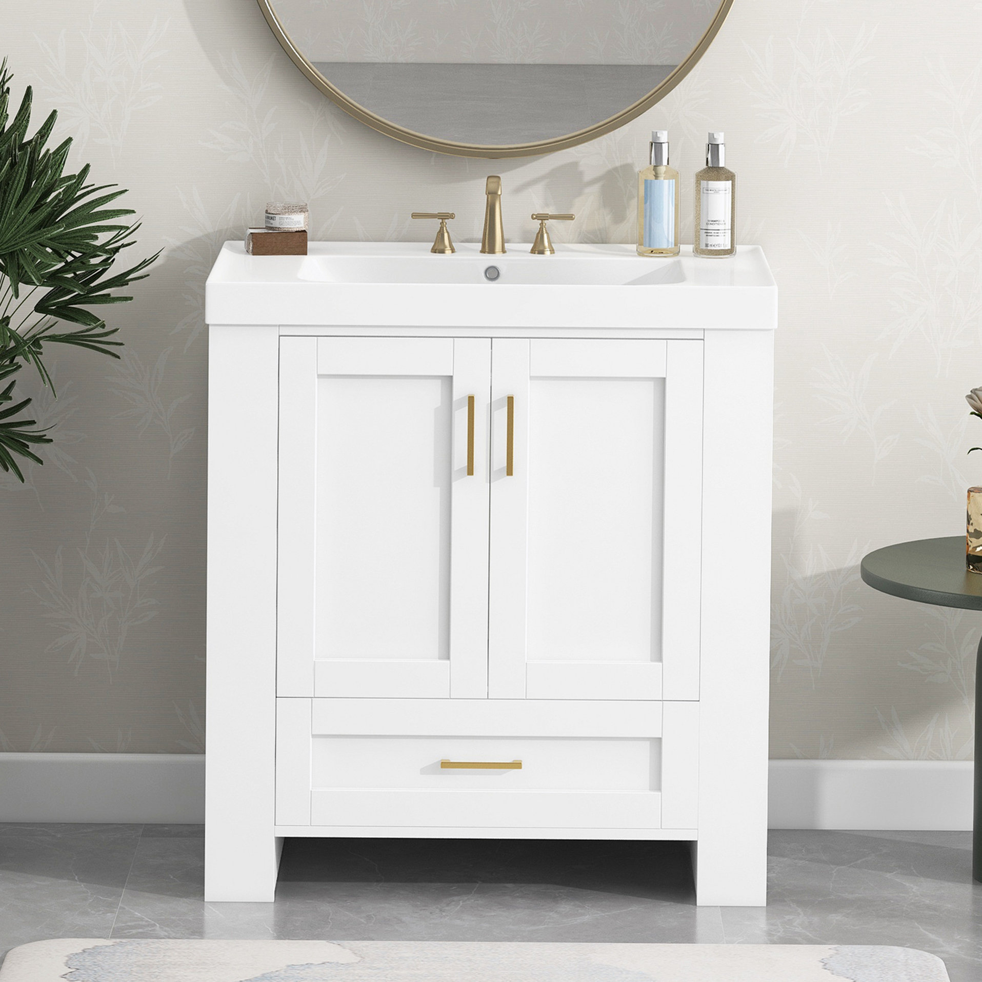 Lark Manor Meuble-lavabo simple 30 po avec plateau en résine Cambrey ...