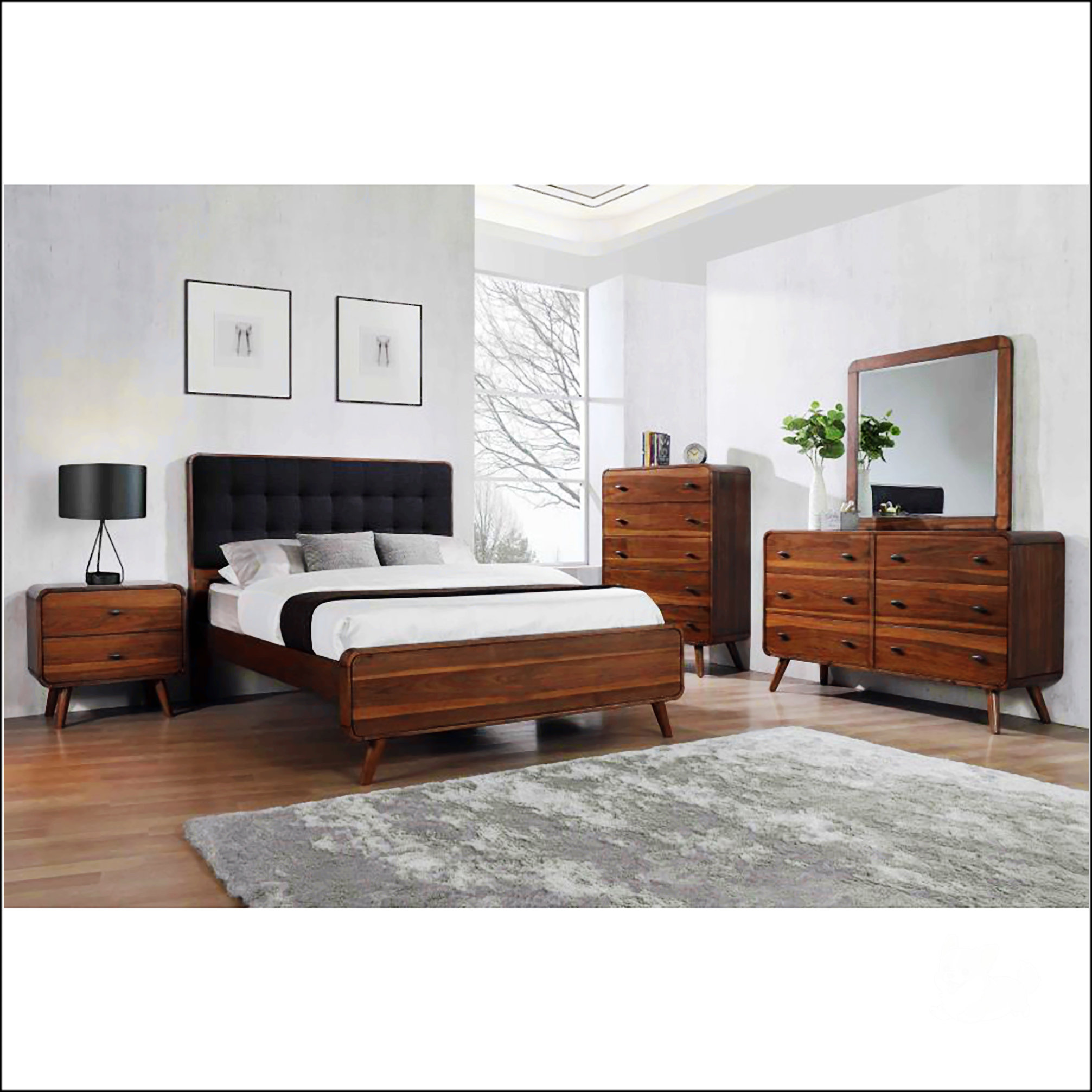 George Oliver Stylish Dark Walnut Nightstand With Sleek Design And ...