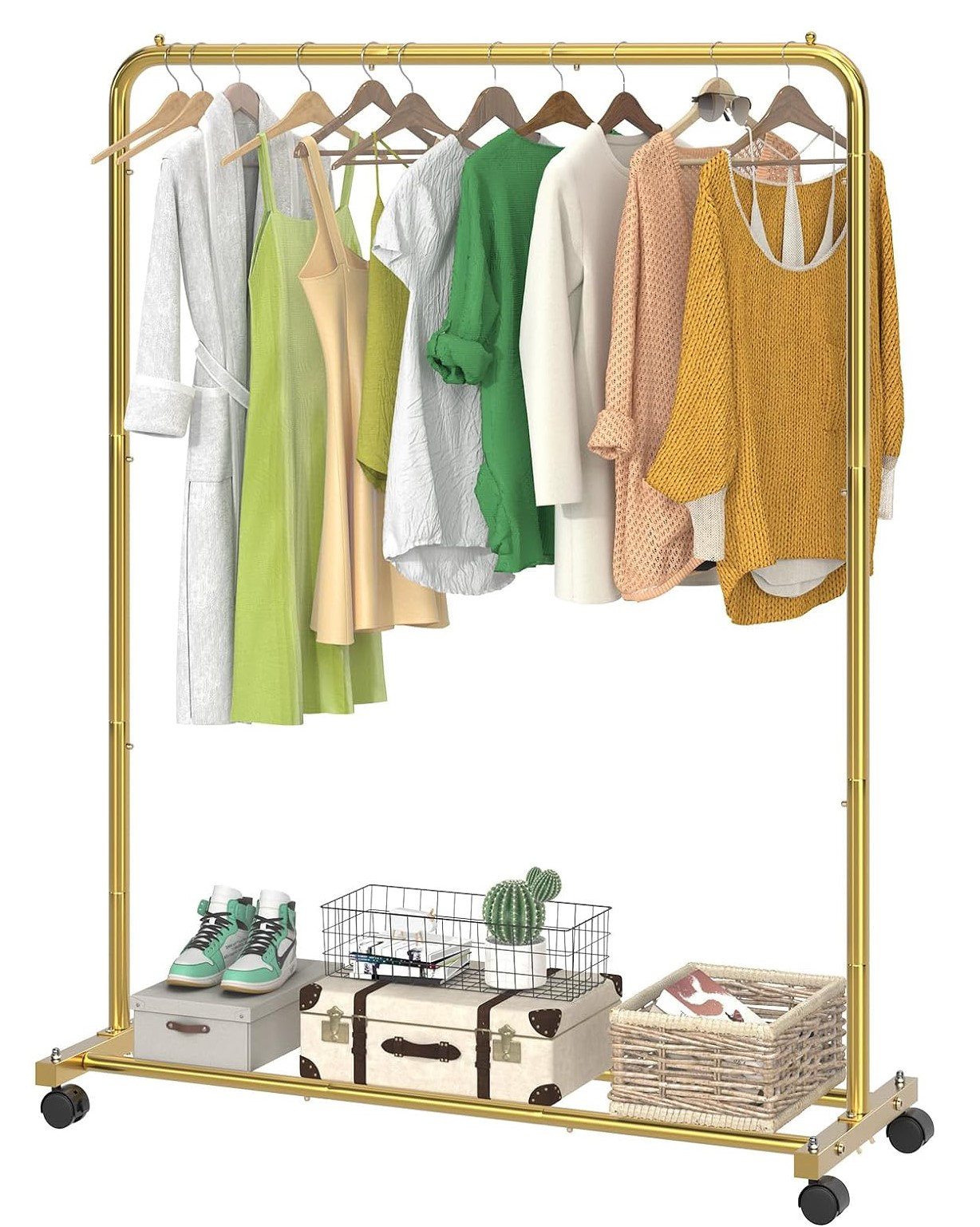 Mercer41 Standard Clothes Clothing Garment Rack with Storage Shelves ...