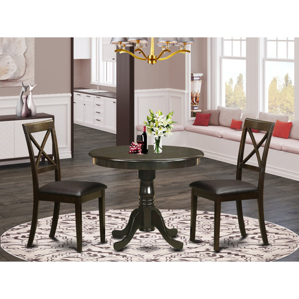 Charlton Home® Steck 2 - Person Rubberwood Solid Wood Dining Set ...