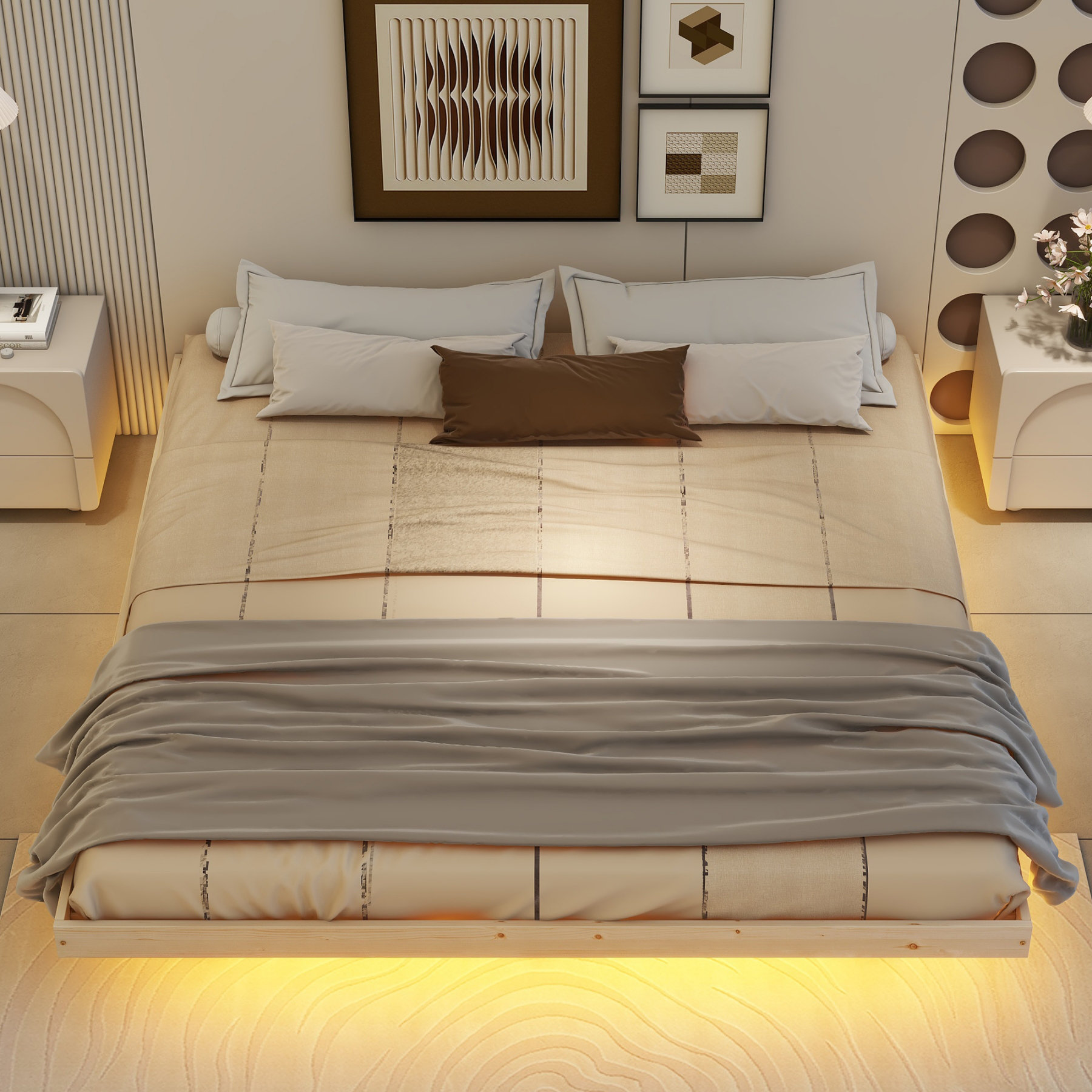 Ivy Bronx Floating Bed with LED Lights Underneath | Wayfair