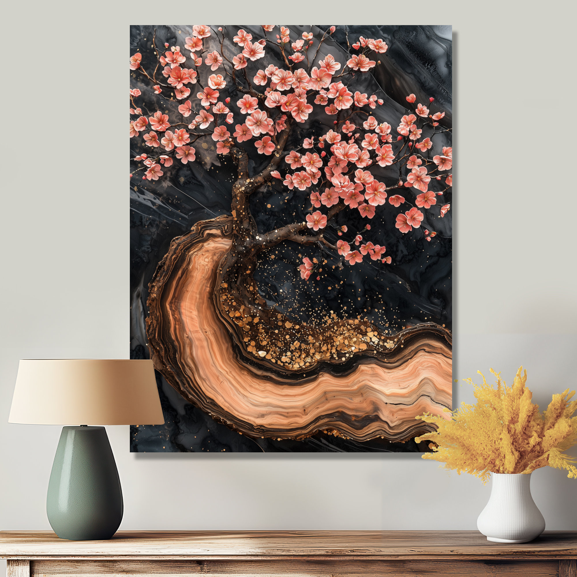 Winston Porter Golden Cherry Blossom Tree Garden Of Dark Beauty II ...