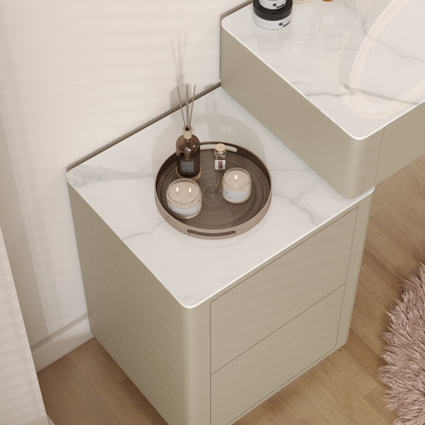 Hokku Designs Edorta 55.12'' W Solid Wood Makeup Vanity Set with ...