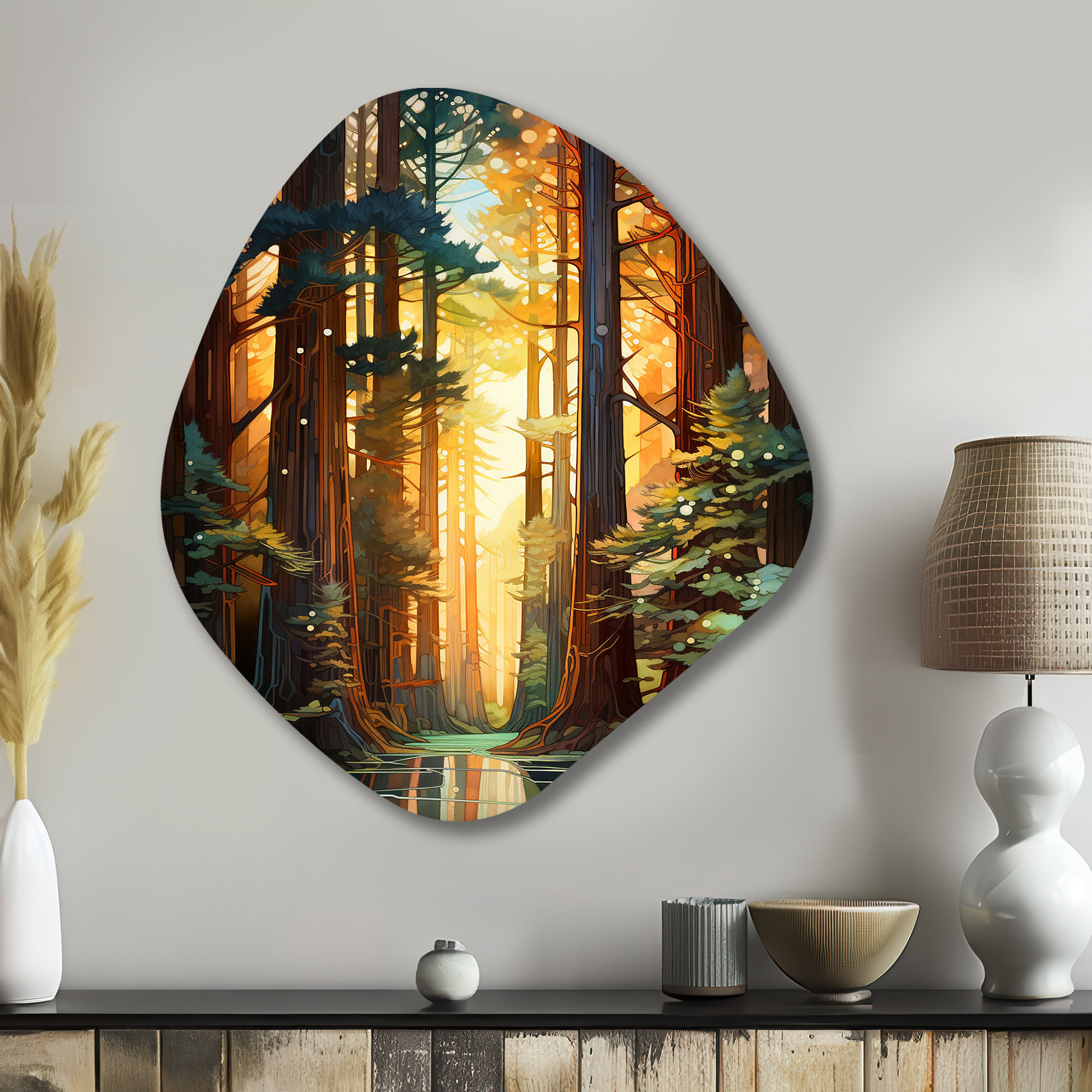Design Art Redwood Shimmering Tree Heights I - Tree Redwood Nebula ...