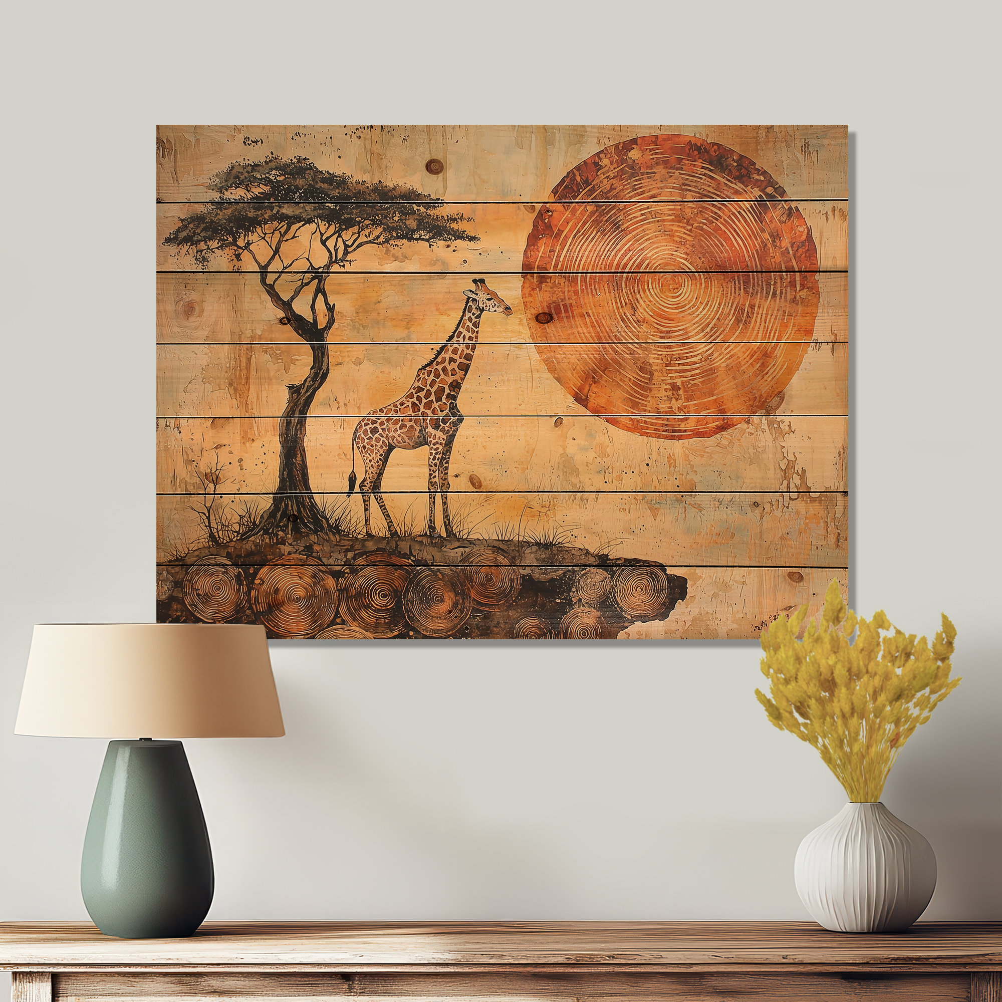 Ophelia & Co. Silent Watcher Giraffe In African Landscape III - Giraffe ...