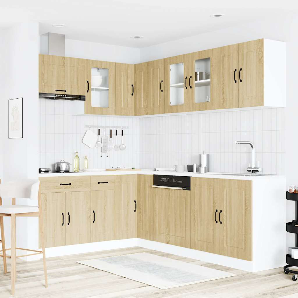 Vidaxl Kitchen Cabinet Set Sonoma Oak Engineered Wood & Glass Large ...