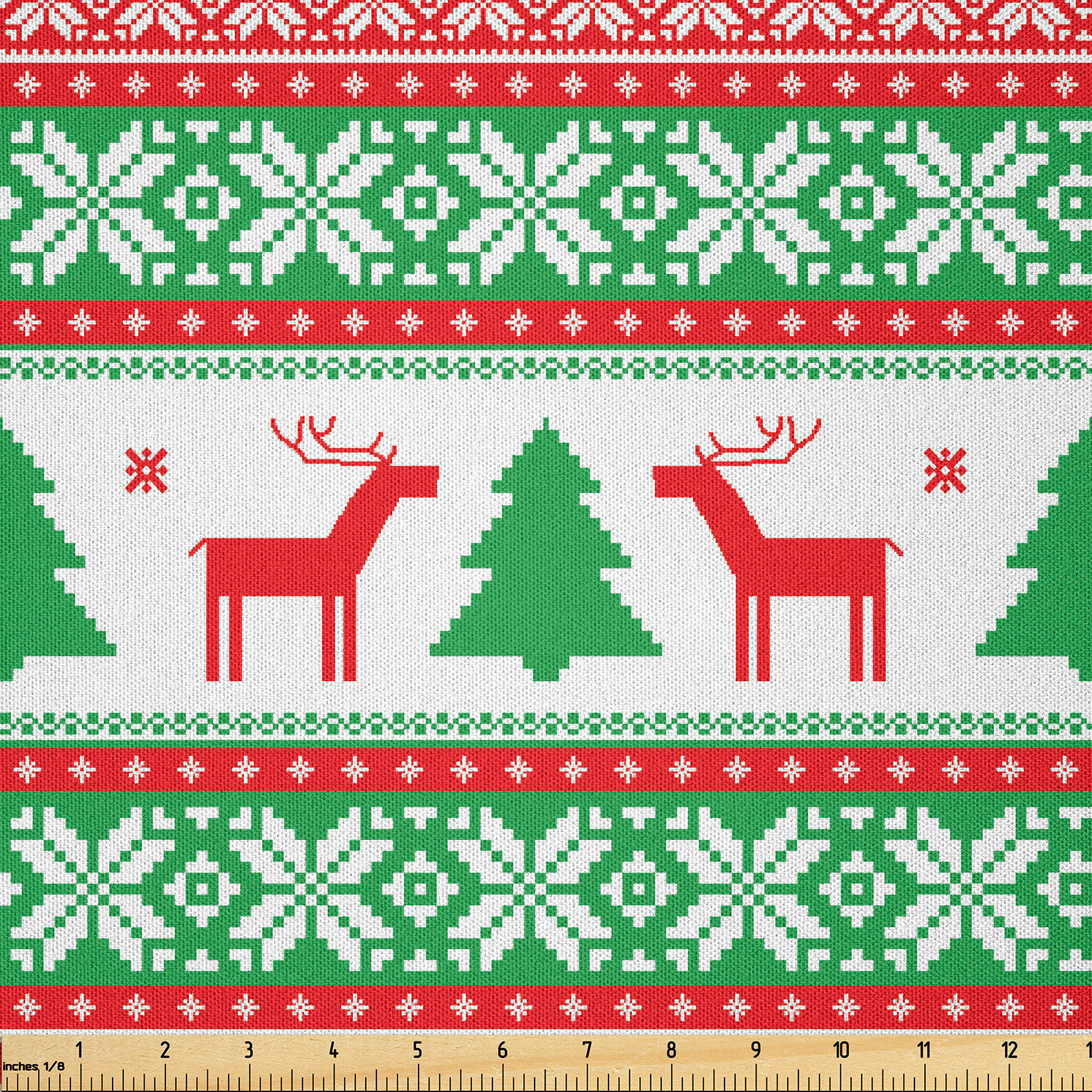The Seasonal Aisle Alysun Deer Holiday Season Fabric | Wayfair.co.uk