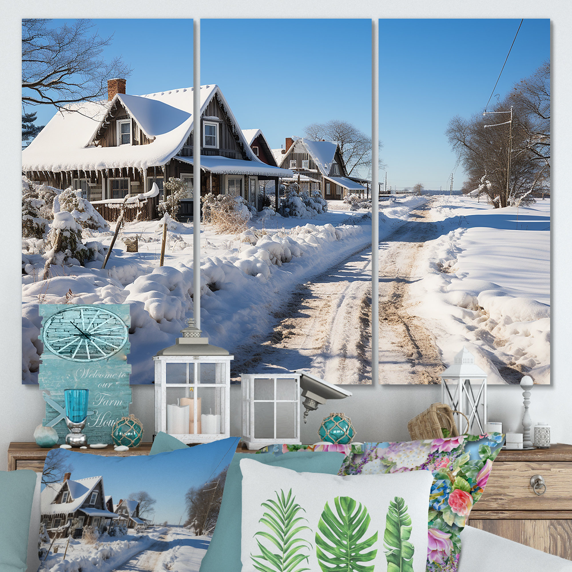 Latitude Run® Snowy Country Road I - Winter Mountains Wall Art | Wayfair