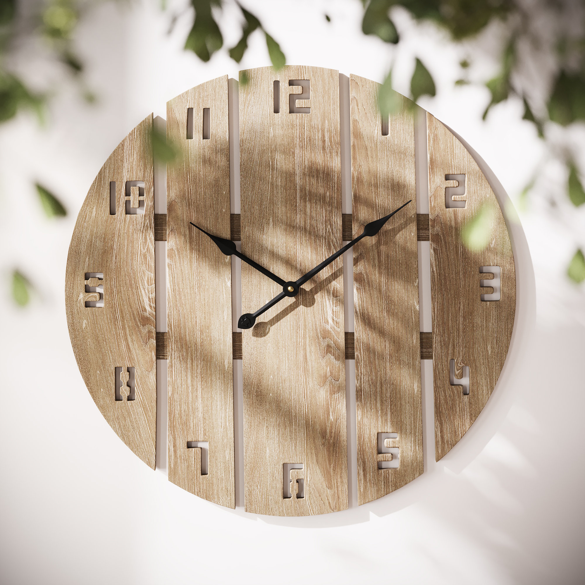 Gracie Oaks Sage Timber Natural Tone Round Wood Wall Clock | Wayfair