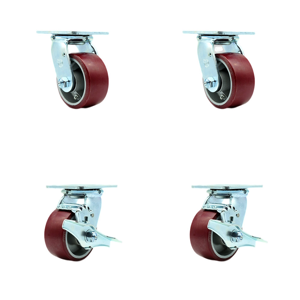 Service Caster 4 Piece Poly on Aluminum Caster Set | Wayfair