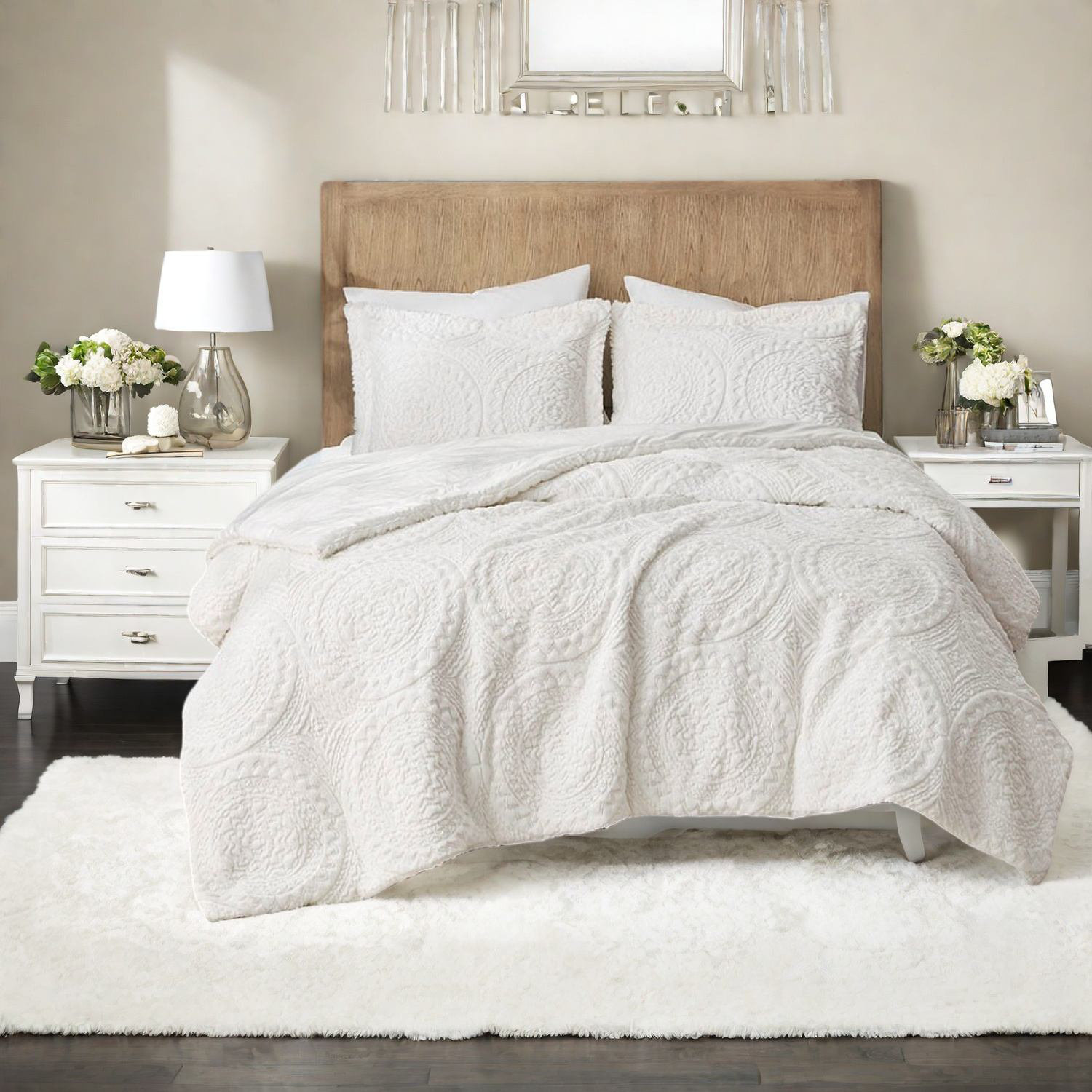Jaxpety Luxury Plush Bedding Sets With Embroidered Medallion Design ...