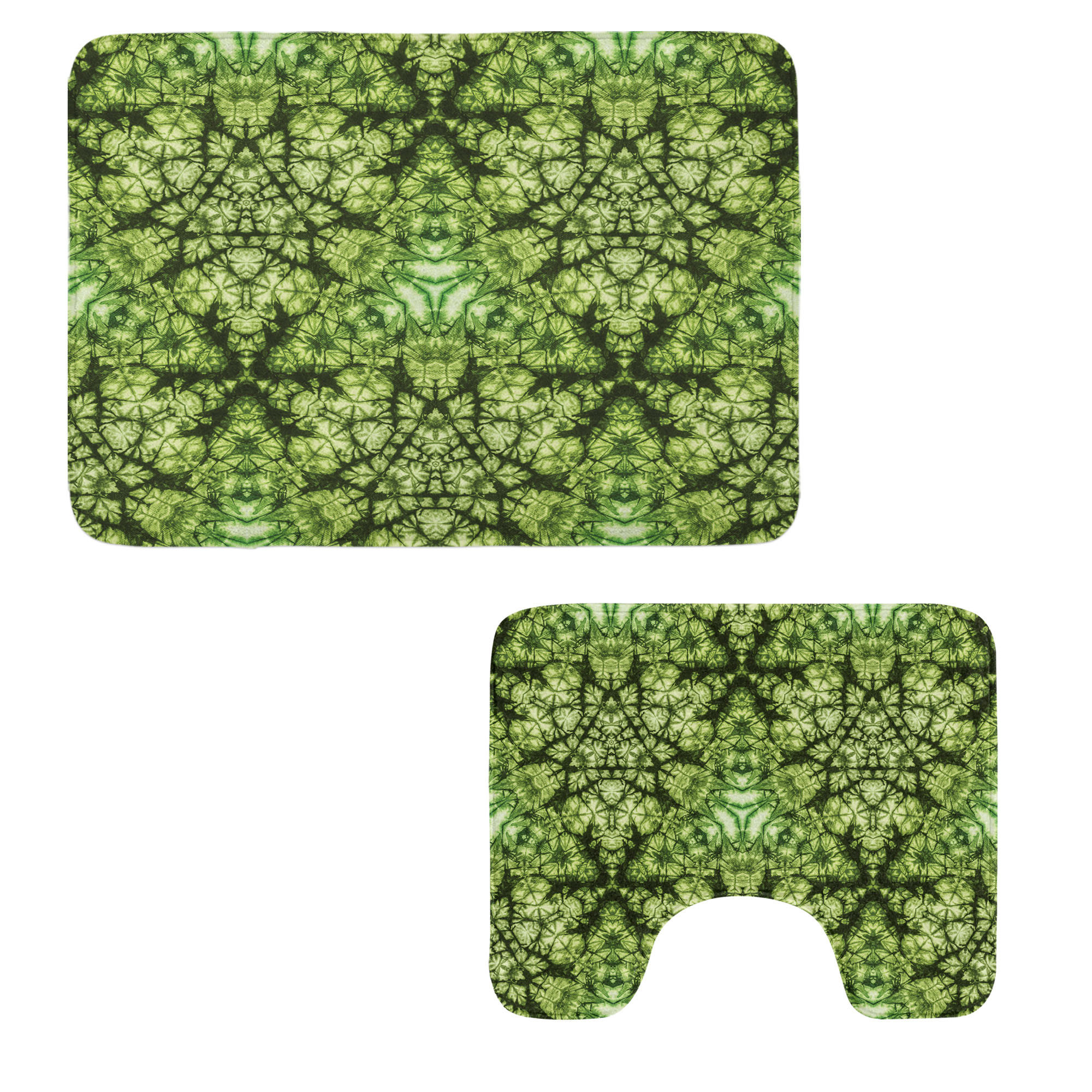 East Urban Home Green Bathroom Rug Set 2 Pieces Rectangle & Contour ...