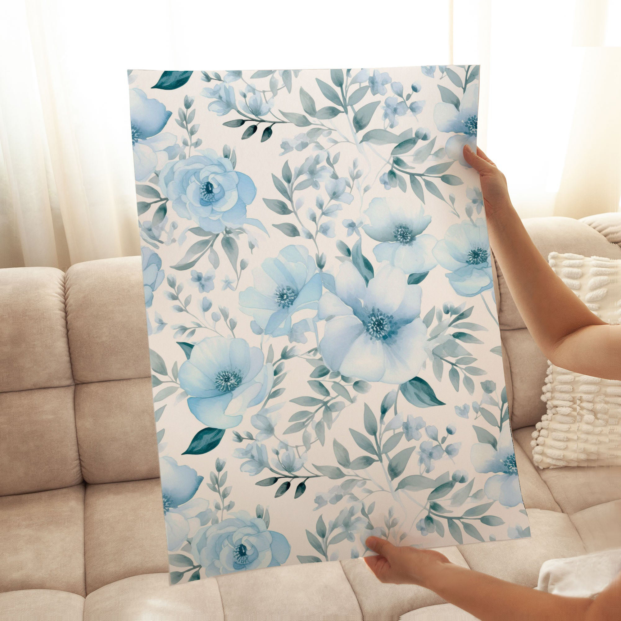 Winston Porter Floral Blue Flower Cottagecore Pattern XI Cottage ...