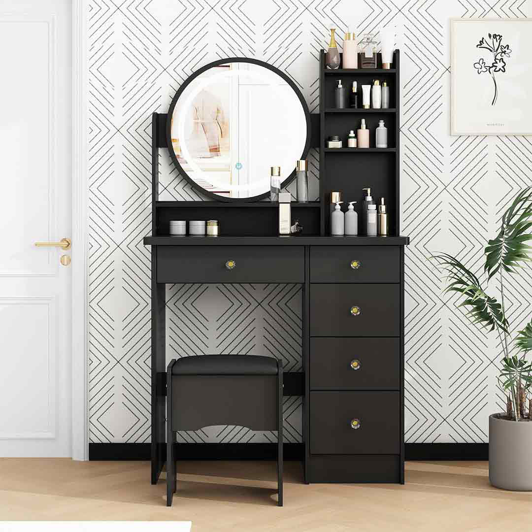 Latitude Run® Make Up Vanity Desk With Mirror And Lights,Vanity Set ...