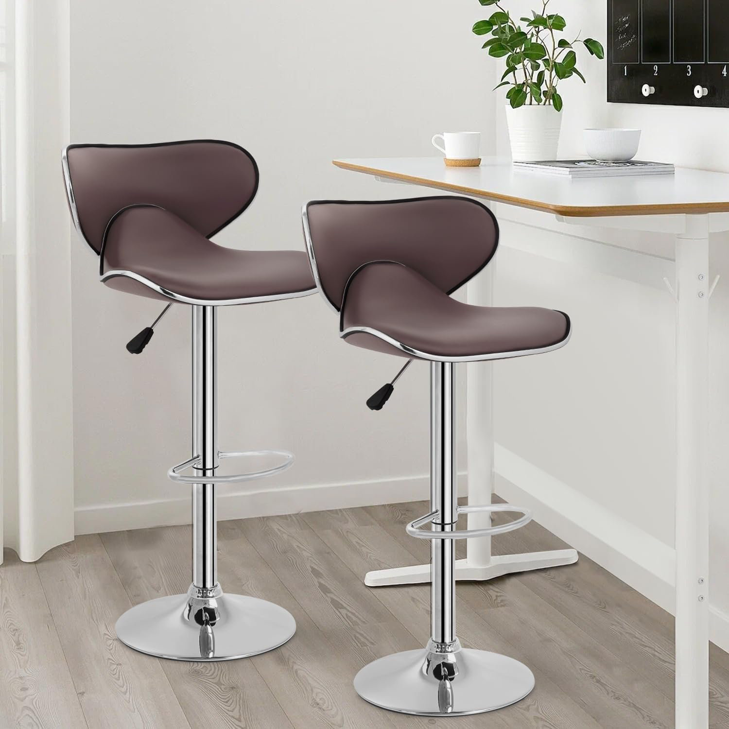 Anadea Bar Stools Set of 2, Counter Height Adjustable Bar Stools with ...