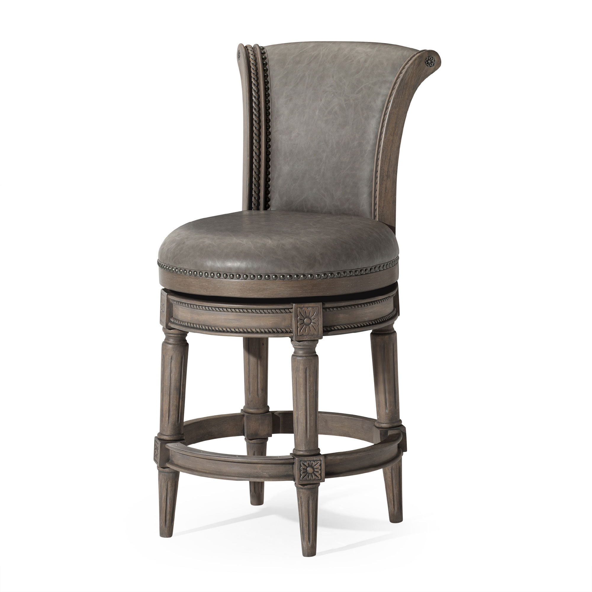 Maven Lane Pullman Bar Stool in Reclaimed Oak Finish w/Ronan Stone ...