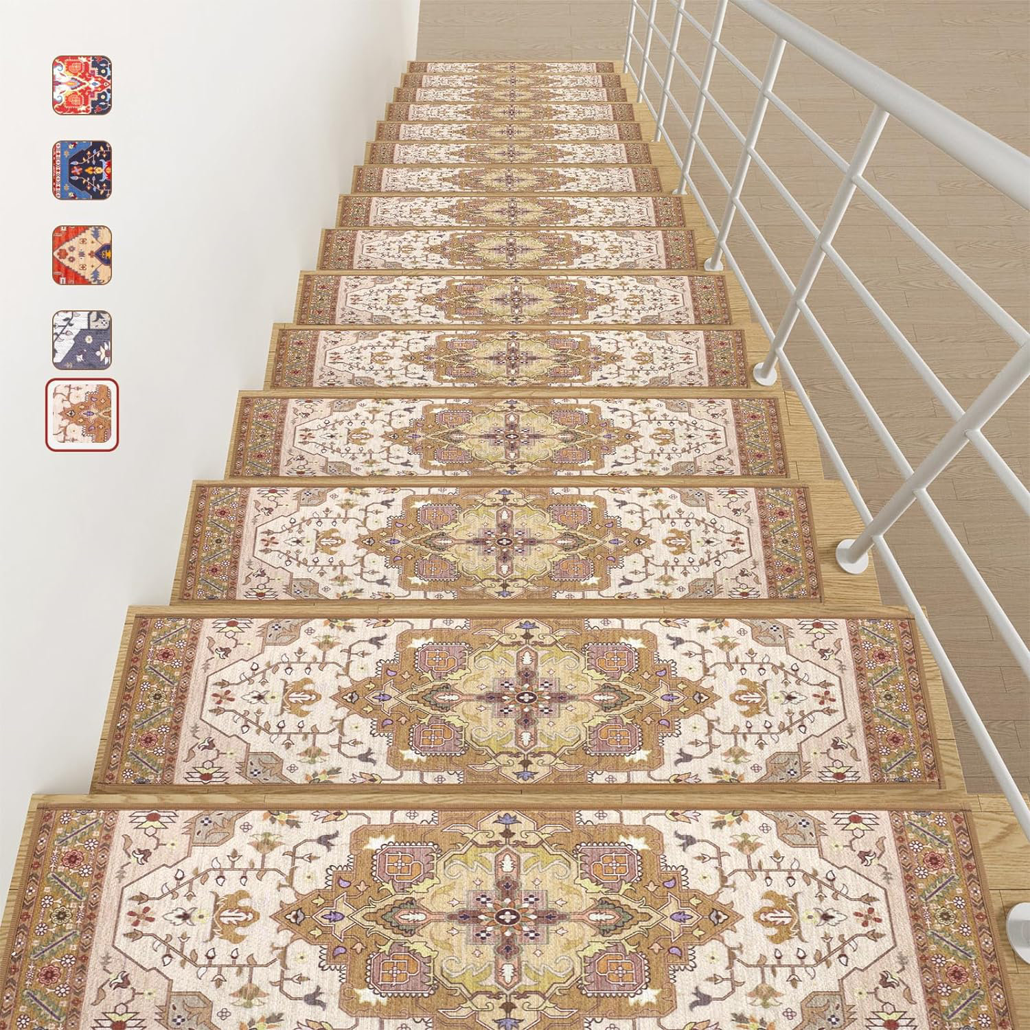 Foundry Select 15 Pcs 8" X 30" Peel And Stick Stair Carpet Treads For ...