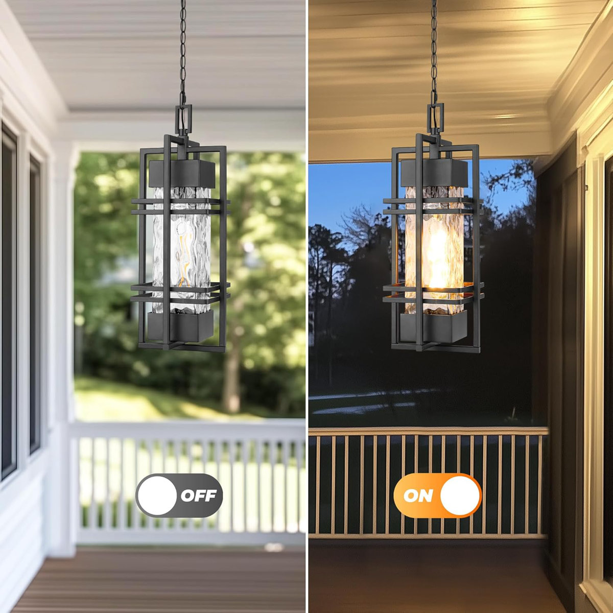 Ebern Designs Outdoor Pendant Light Fixture Modern Hanging Lantern ...
