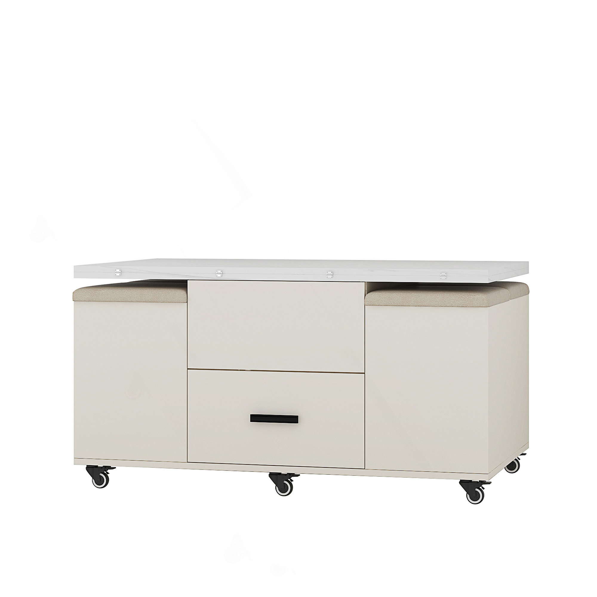 Latitude Run® Modern Lift-Up Coffee Table With 4 Stools, Expandable ...