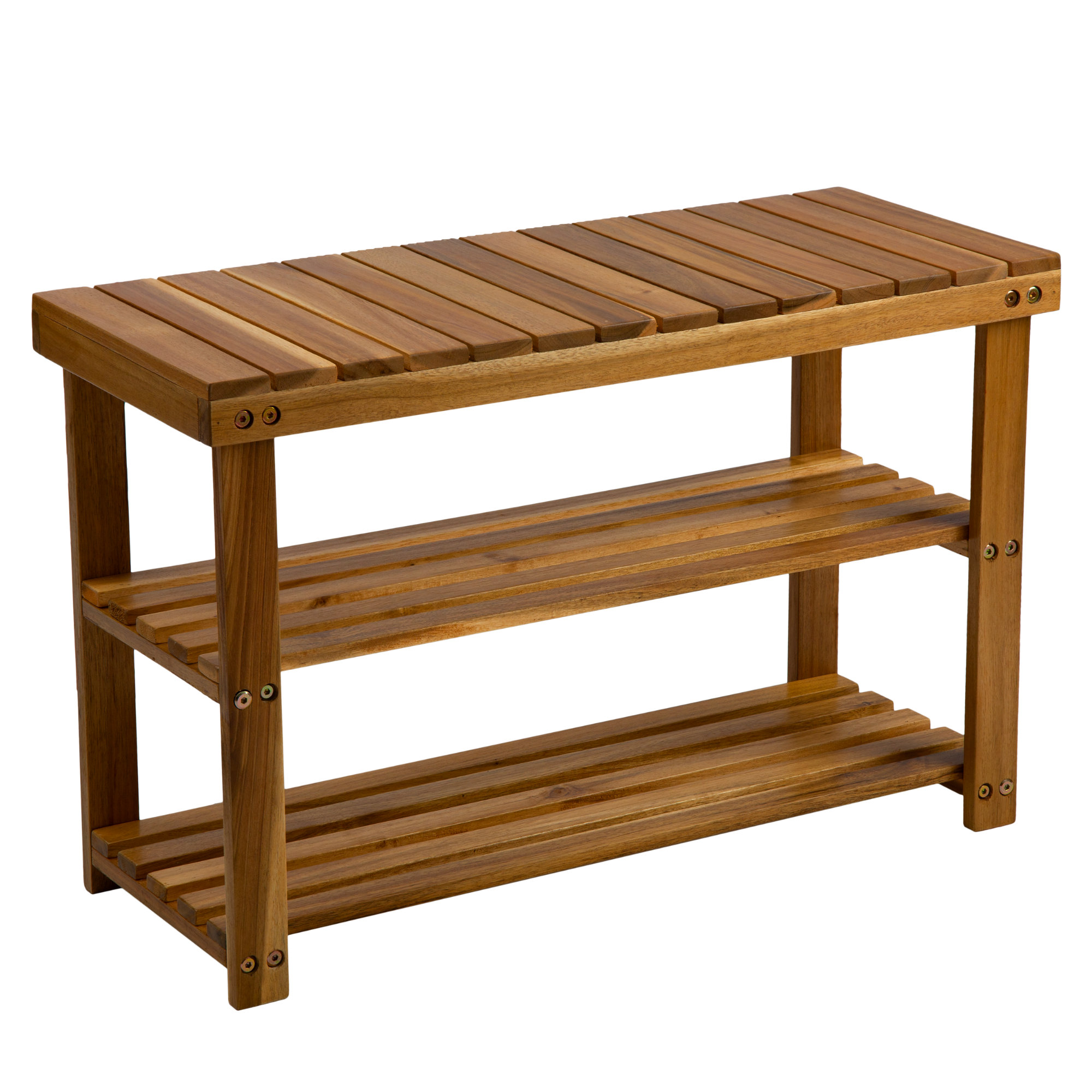 Loon Peak® Caroldean Solid Wood Shelves Storage Bench | Wayfair