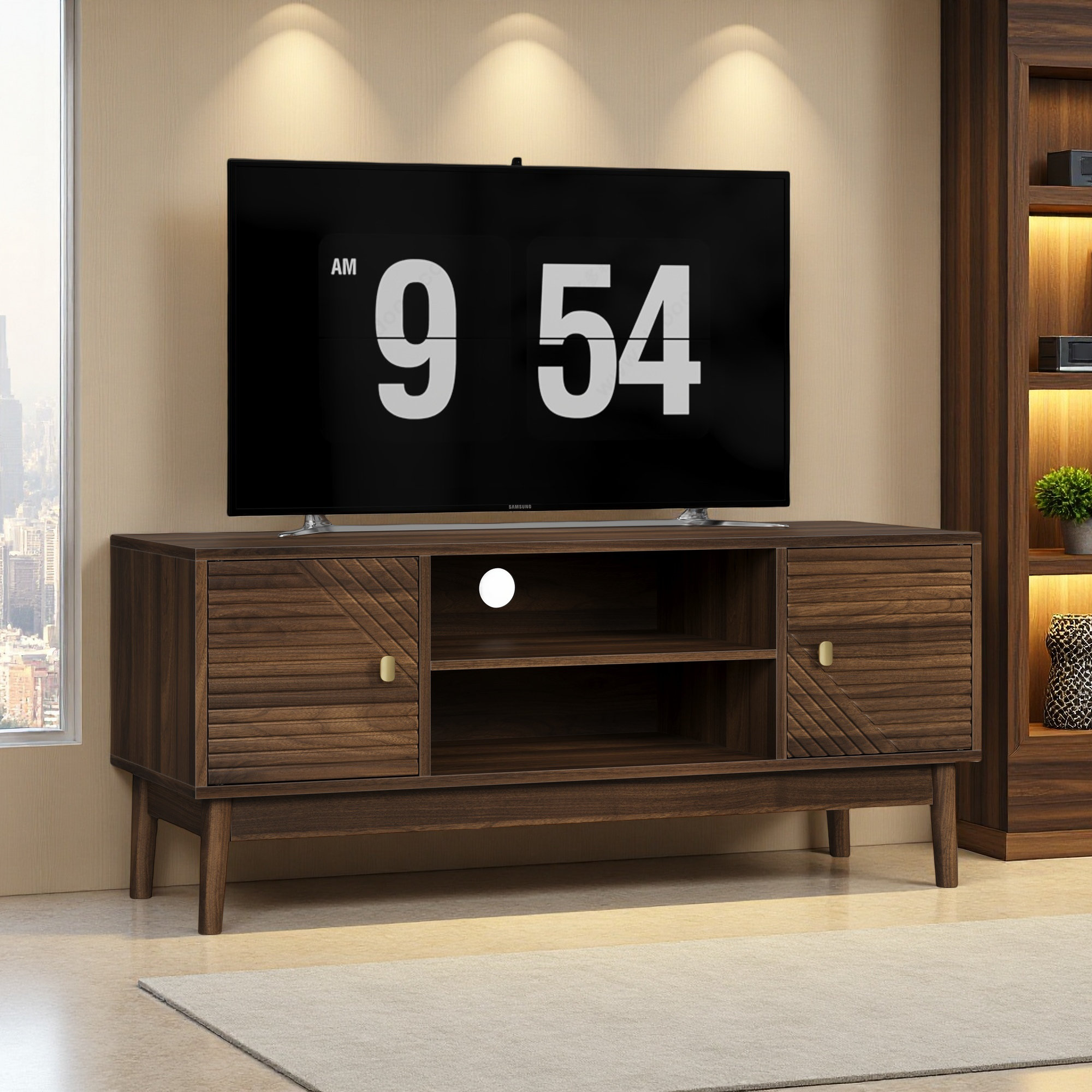 George Oliver 43.31 Inch TV Stand, Mid-Century Modern TV Stand For 32/ ...