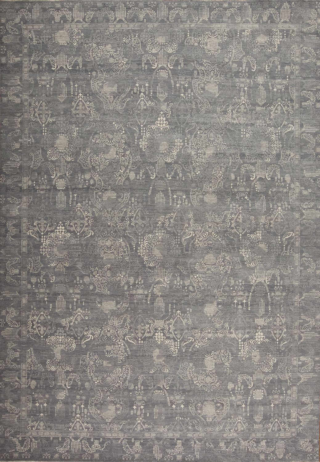 Samad Rugs Mayfair Hand-Knotted Wool Oriental Area Rug in Cool Gray ...