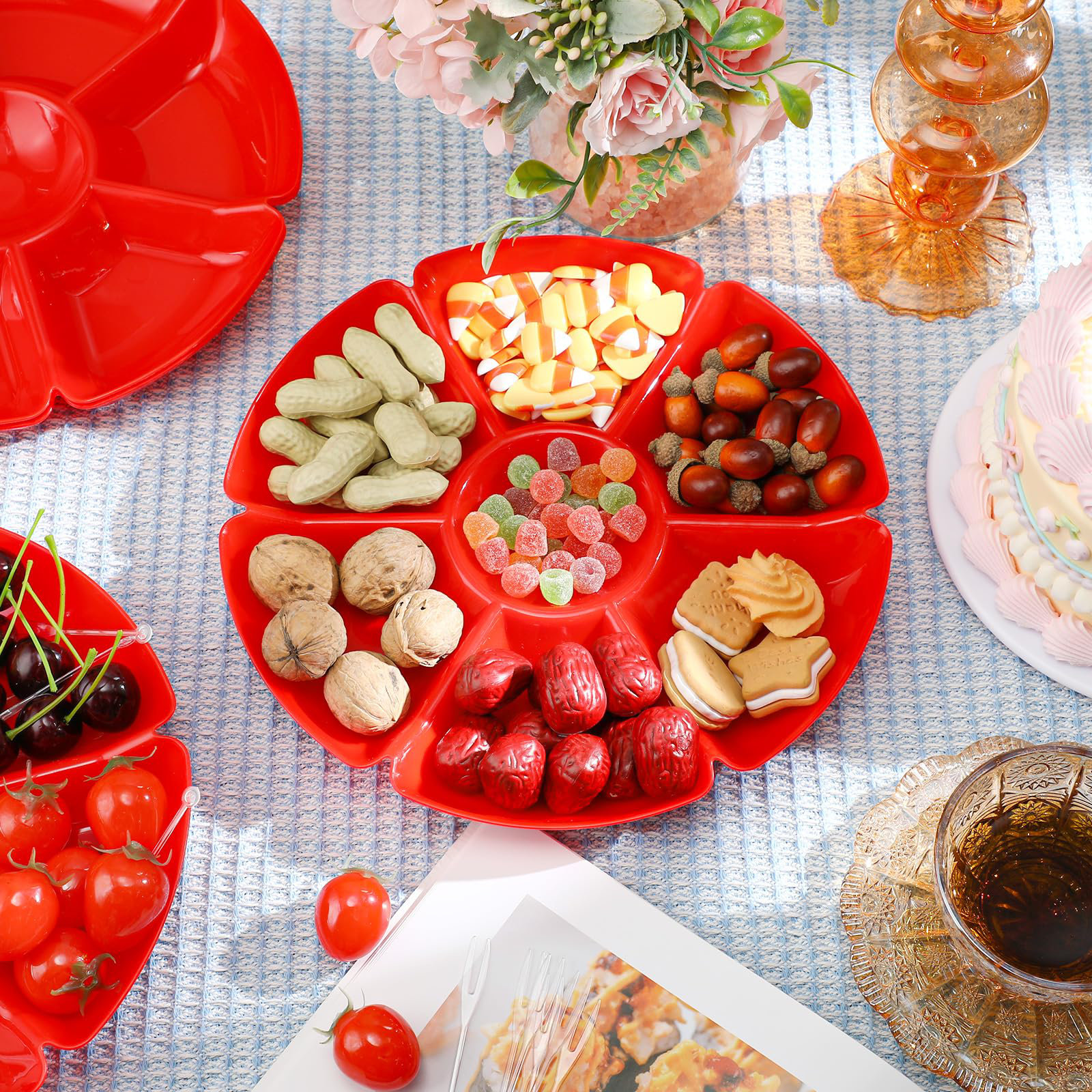 Prep & Savour 6 Pcs Plastic Divided Serving Trays with 60 Pcs ...