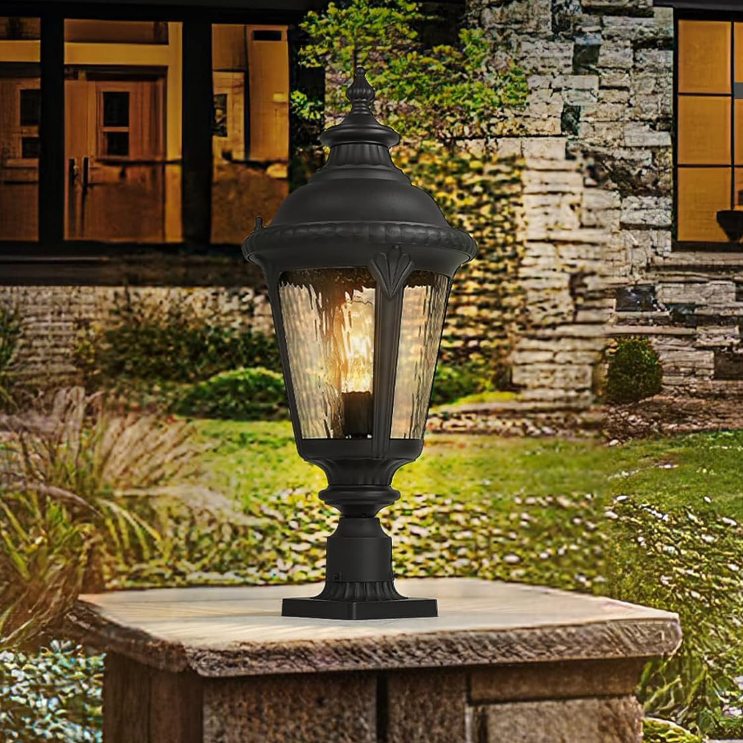 Darby Home Co Outdoor Lamp Post Lamps With Water Corrugated Glass ...