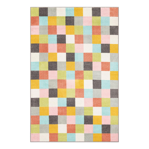 Unique Loom Checkered Machine Woven / Power Loomed Polypropylene Rug ...