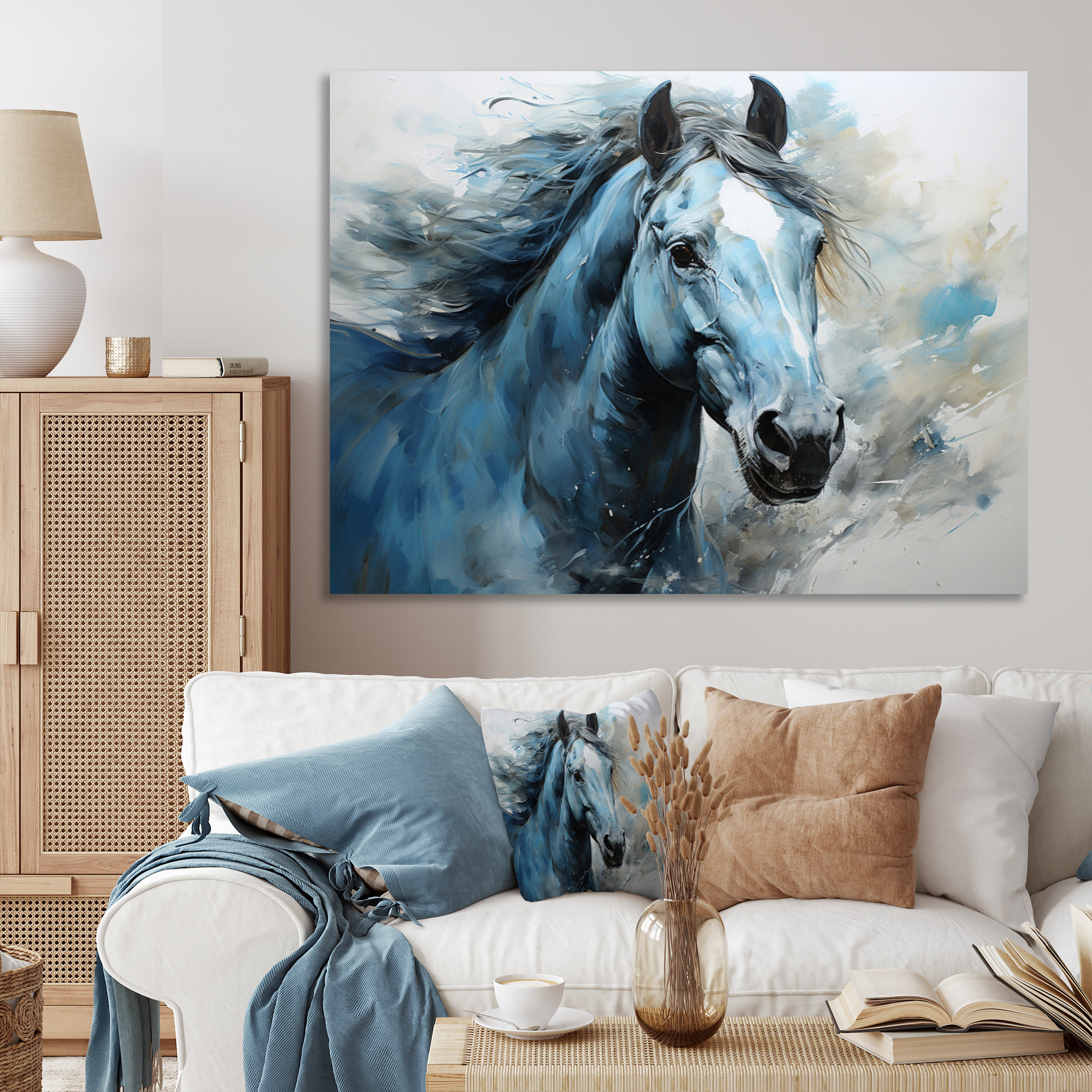 Union Rustic Blue Horse Vibrant Blue Equine I - Horse Large Wall Art ...