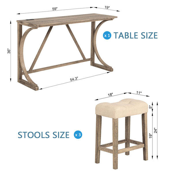 Red Barrel Studio® 59 Inch Bar Table, Dining Table, Sofa Table With ...