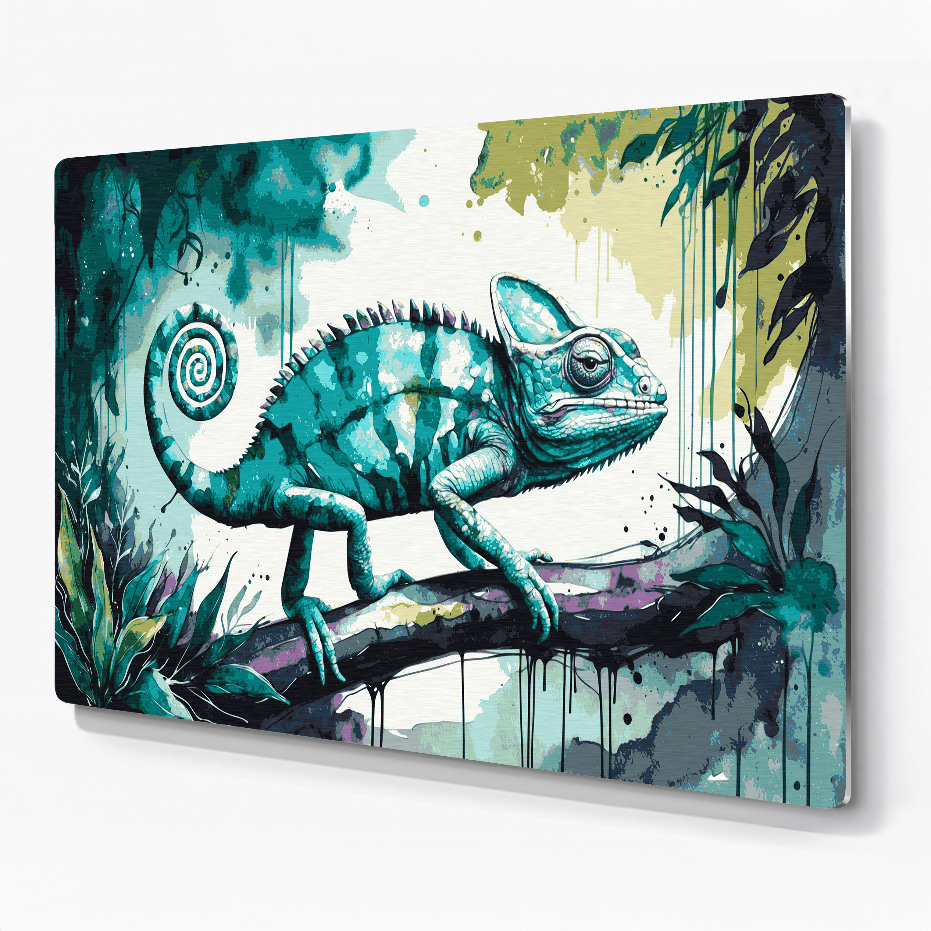 Orren Ellis Wildlife Chameleon Green Metal Wall Art | Wayfair