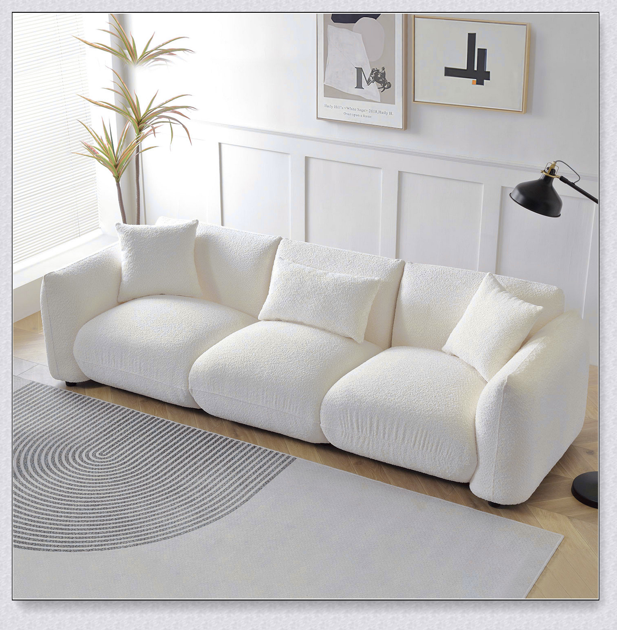 Hokku Designs Mid Century Modern Couch 3-Seater Sofa Upholstered for ...