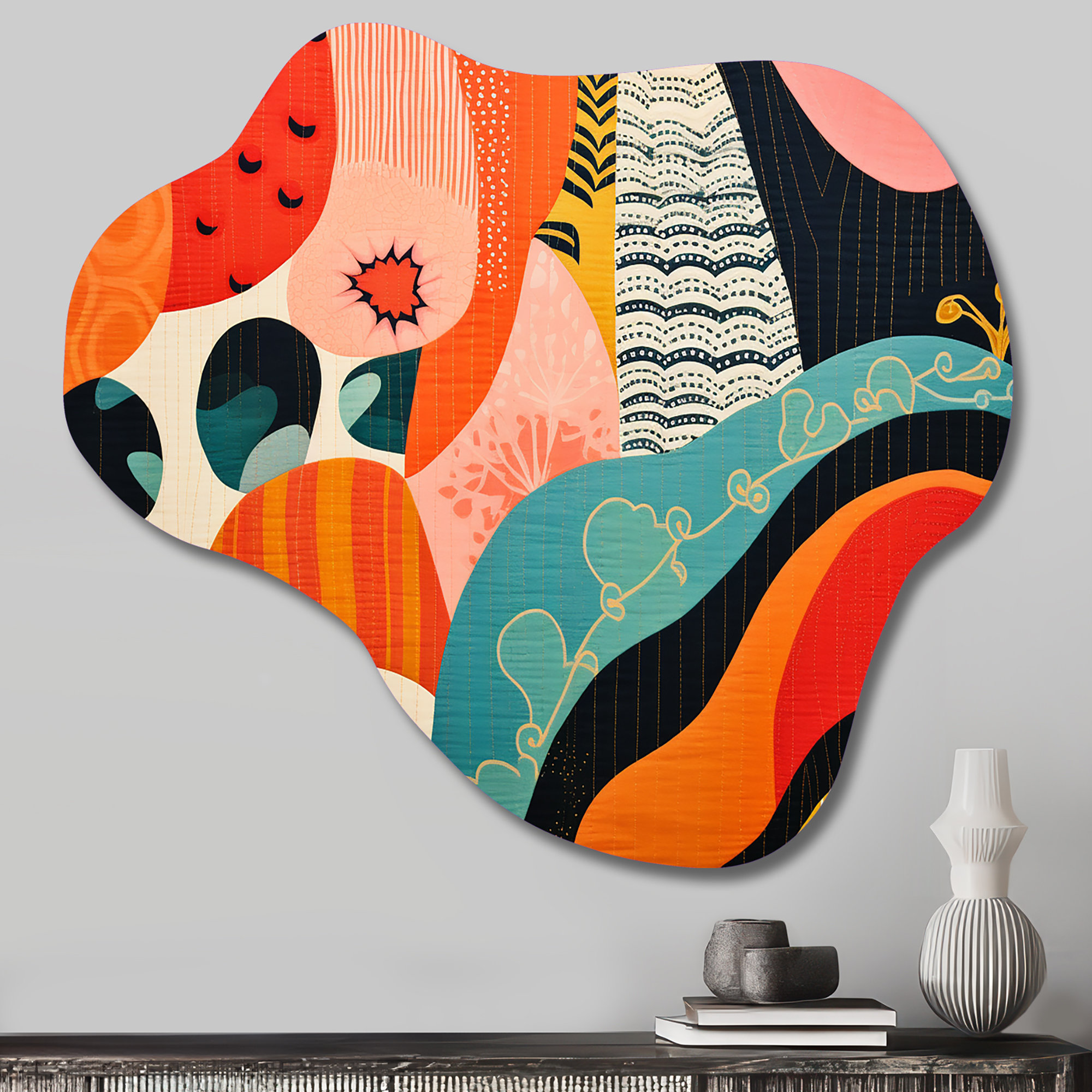 Design Art Mid Century Vintage Textiles II - Abstract Midcentury Cloud ...