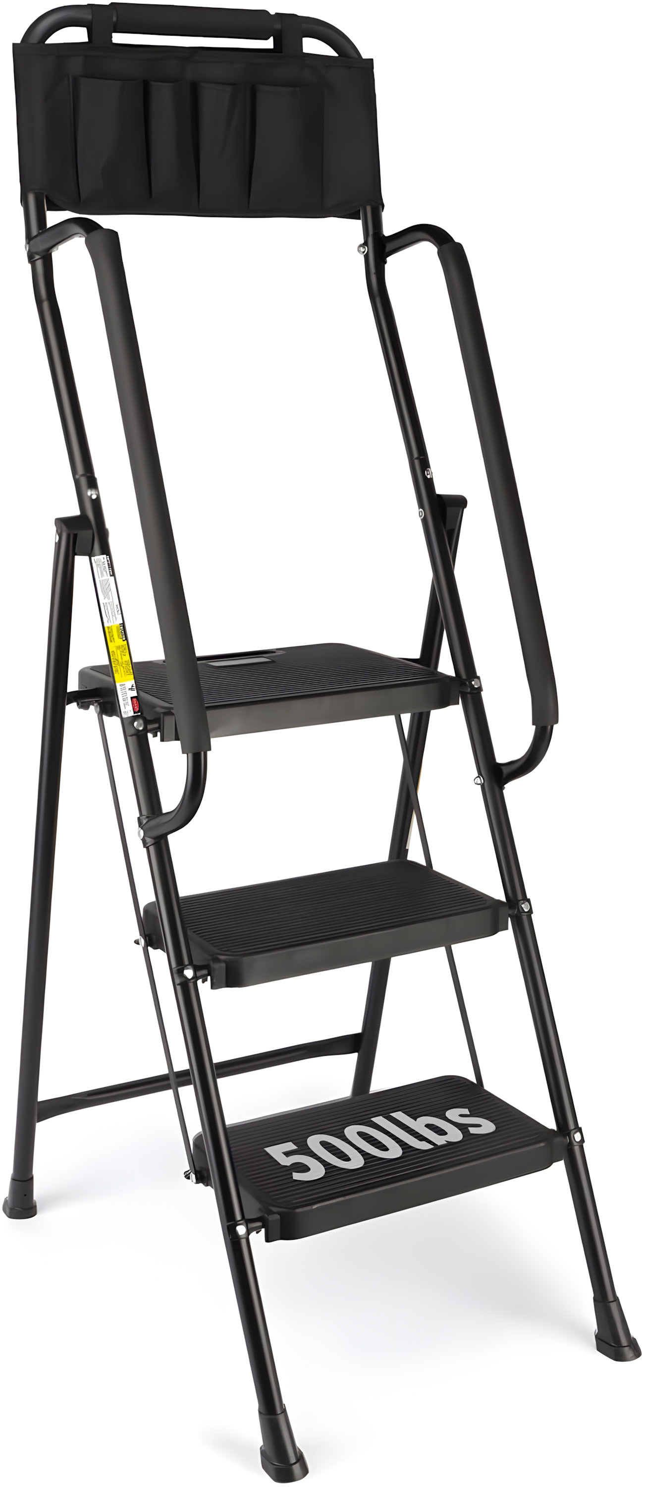 WFX Utility™ Heavy Duty 3 Step Ladder With Handrails & Tool Bag, 500 ...