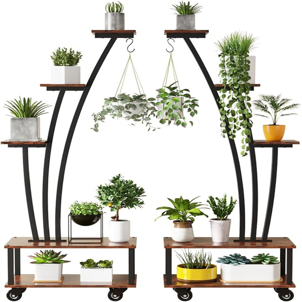 17 Stories Espey 5-Tier Indoor Curved Plant Stand, Metal Display Shelf ...
