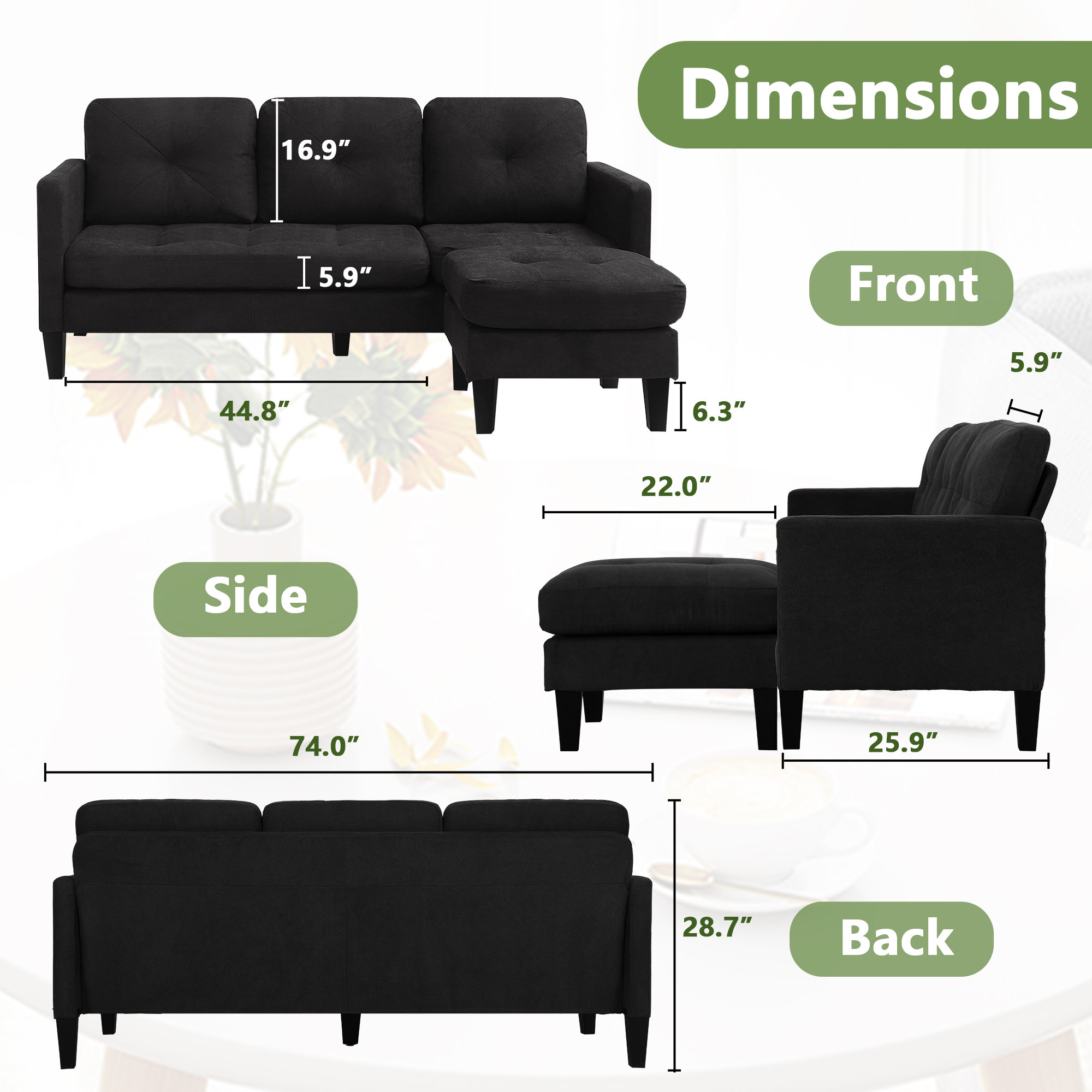 Ebern Designs Atiye 74'' Upholstered Convertible Sofa & Reviews | Wayfair