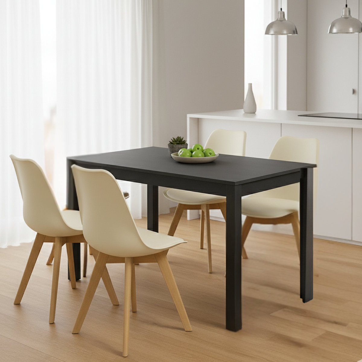 Norden Home Dining Table Set with 4 Plastic Chairs Modern Dining ...