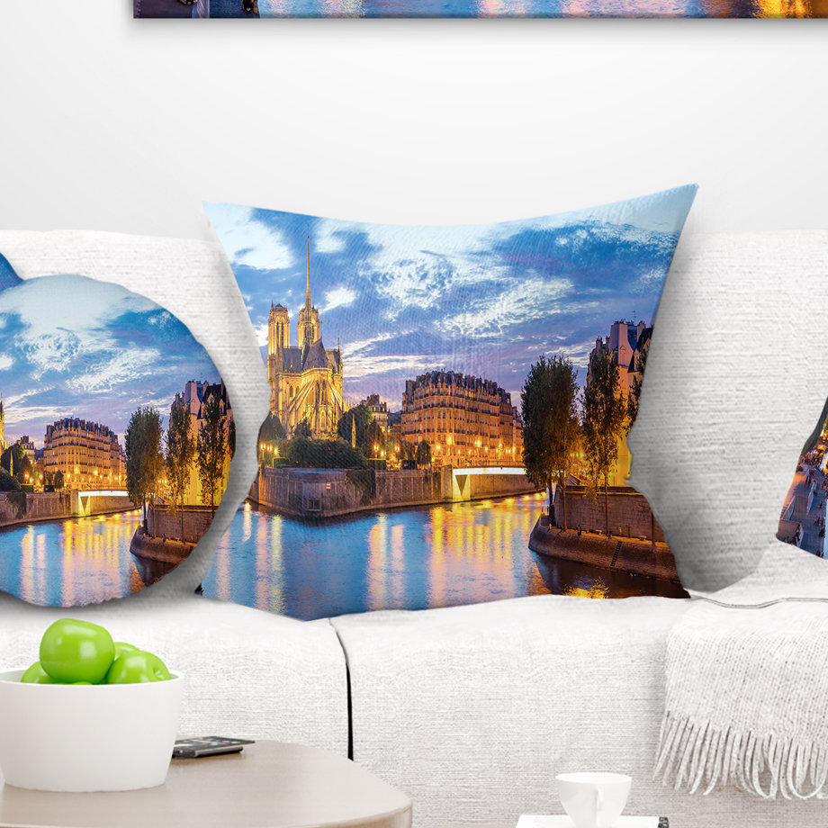 Design Art Notre Dame Cathedral - Landscape Printed Pillow | Wayfair