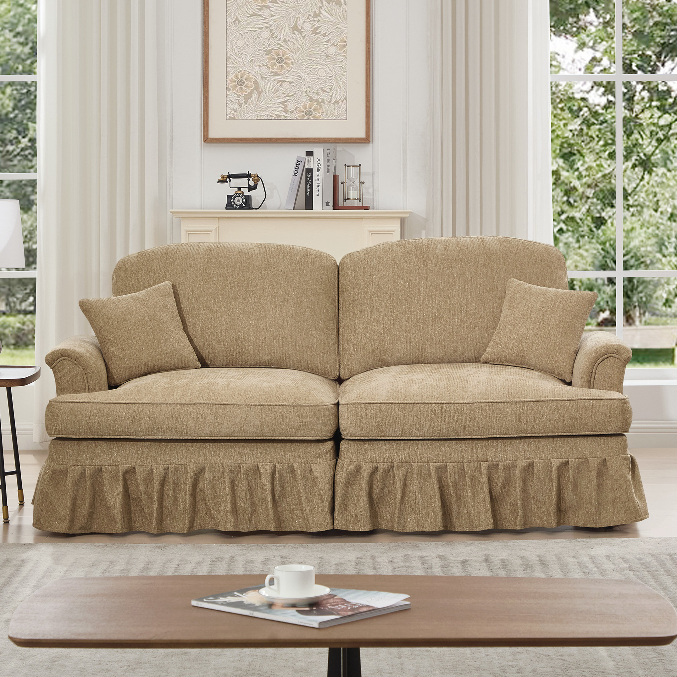 Elevate Furns Two Seater Sofa Couch with Flared Arms - Wayfair Canada