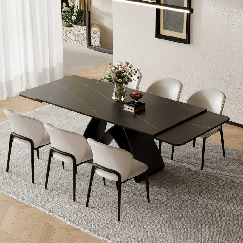 Ivy Bronx 94.5-Inch Extendable Double Leg Dining Table | Wayfair