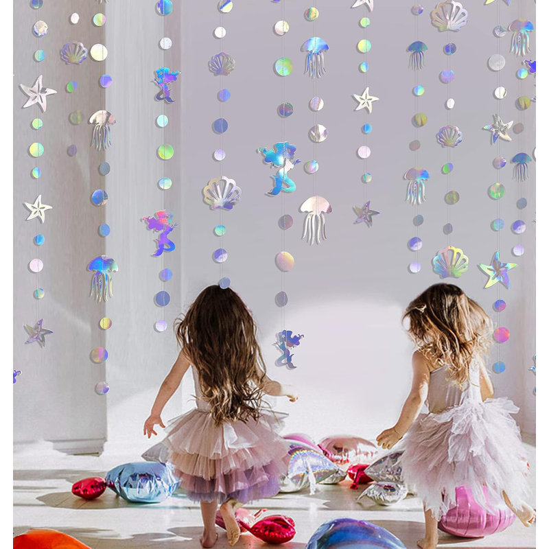 SAPESHA 40 Ft Iridescent Mermaid Garland - With Jellyfish, Seashell ...